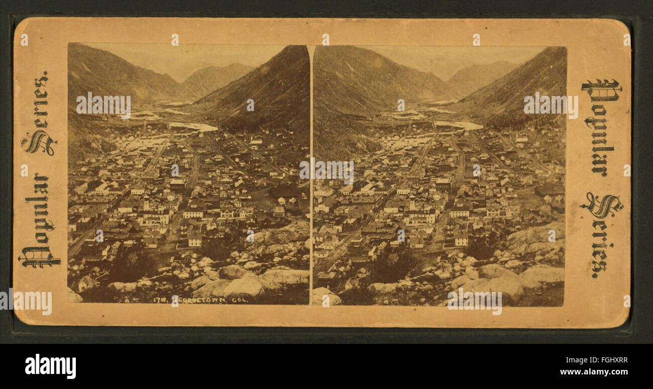 A photograph showing a view of Georgetown, Colorado, capturing the town ...