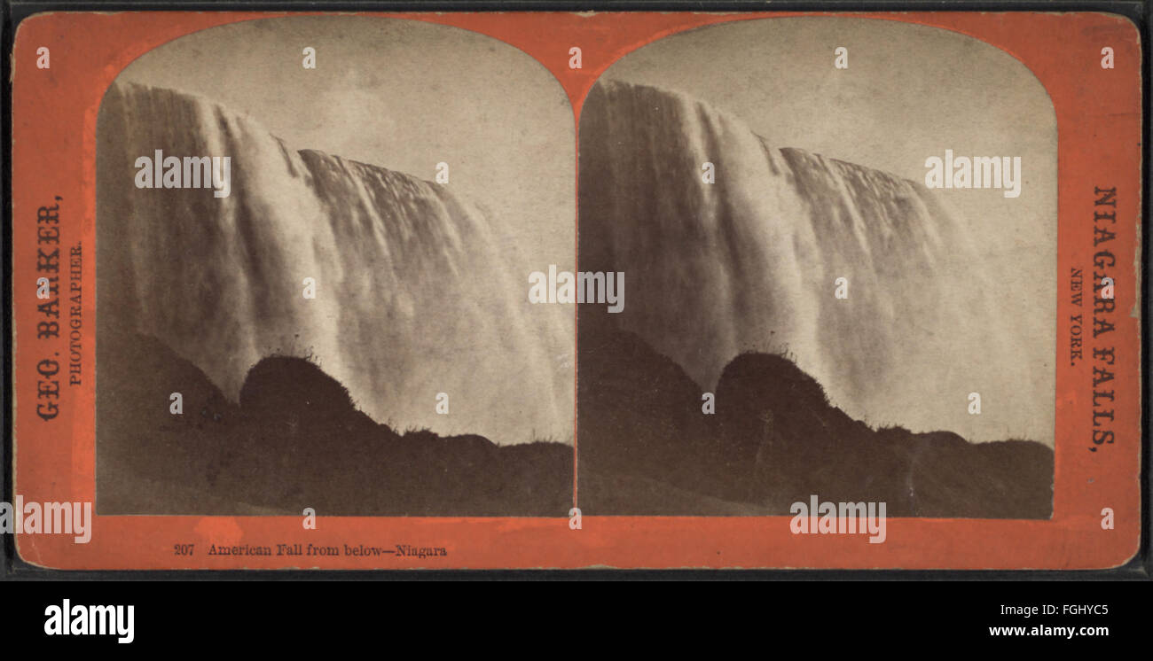 A photograph of the American Fall from below at Niagara Falls, taken by ...
