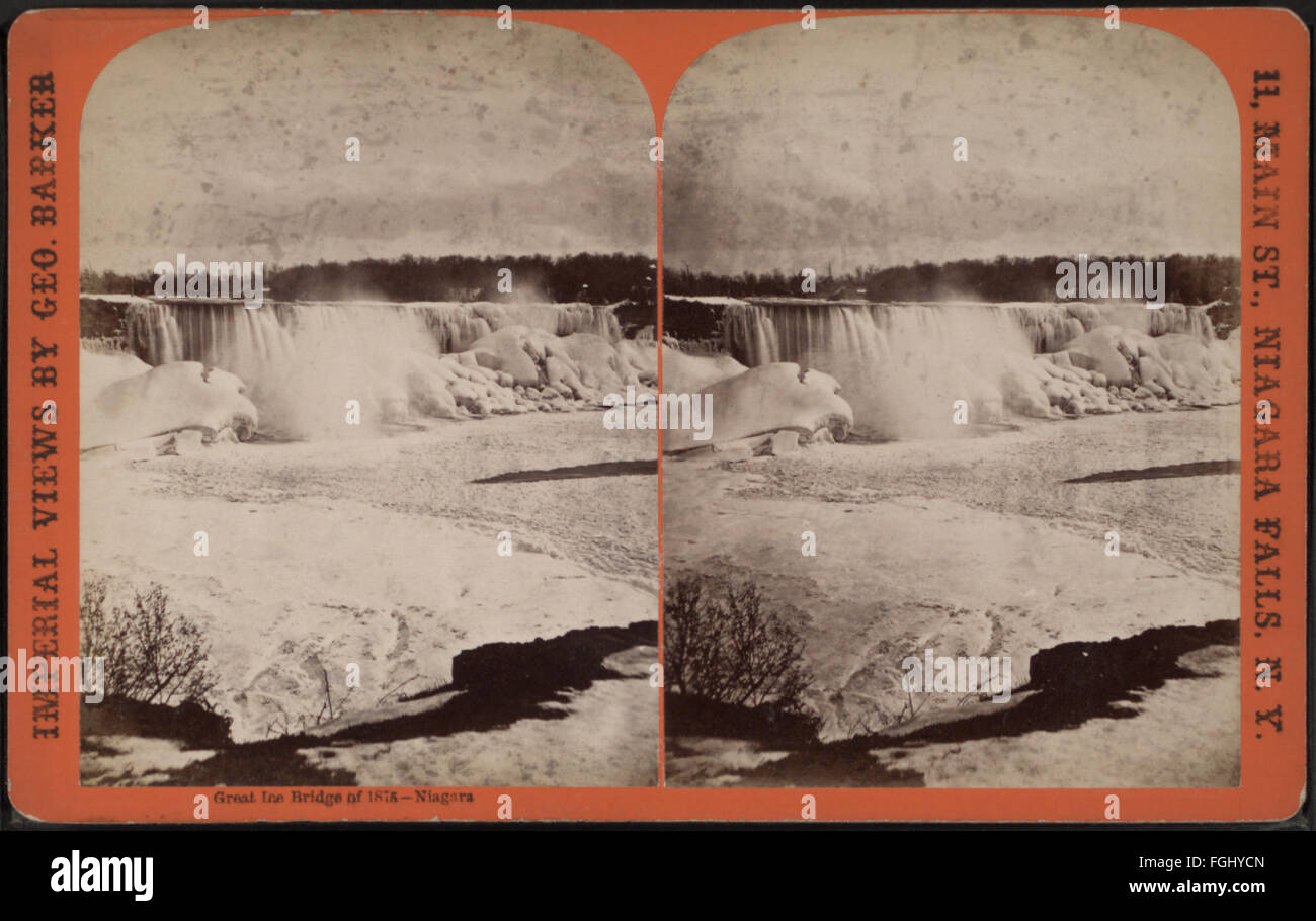 A photograph of the Great Ice Bridge of 1875 at Niagara Falls, taken by ...