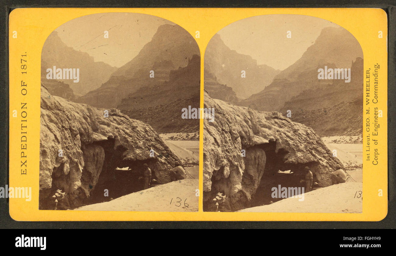 A photograph by Timothy H. O'Sullivan showing the Grotto Spring at the ...