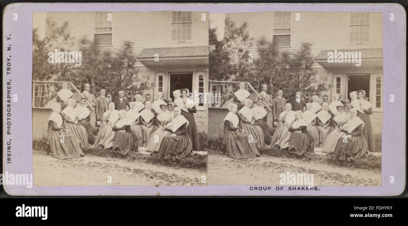 A photograph by James E. Irving showing a group of Shakers, a religious ...