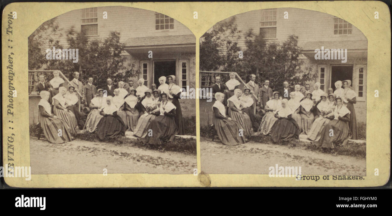 A photograph by James E. Irving depicting a group of Shakers. The image ...