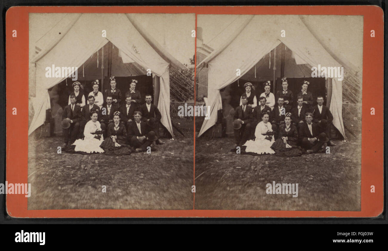 A group portrait by E.M. Johnson showing campers gathered in front of a ...