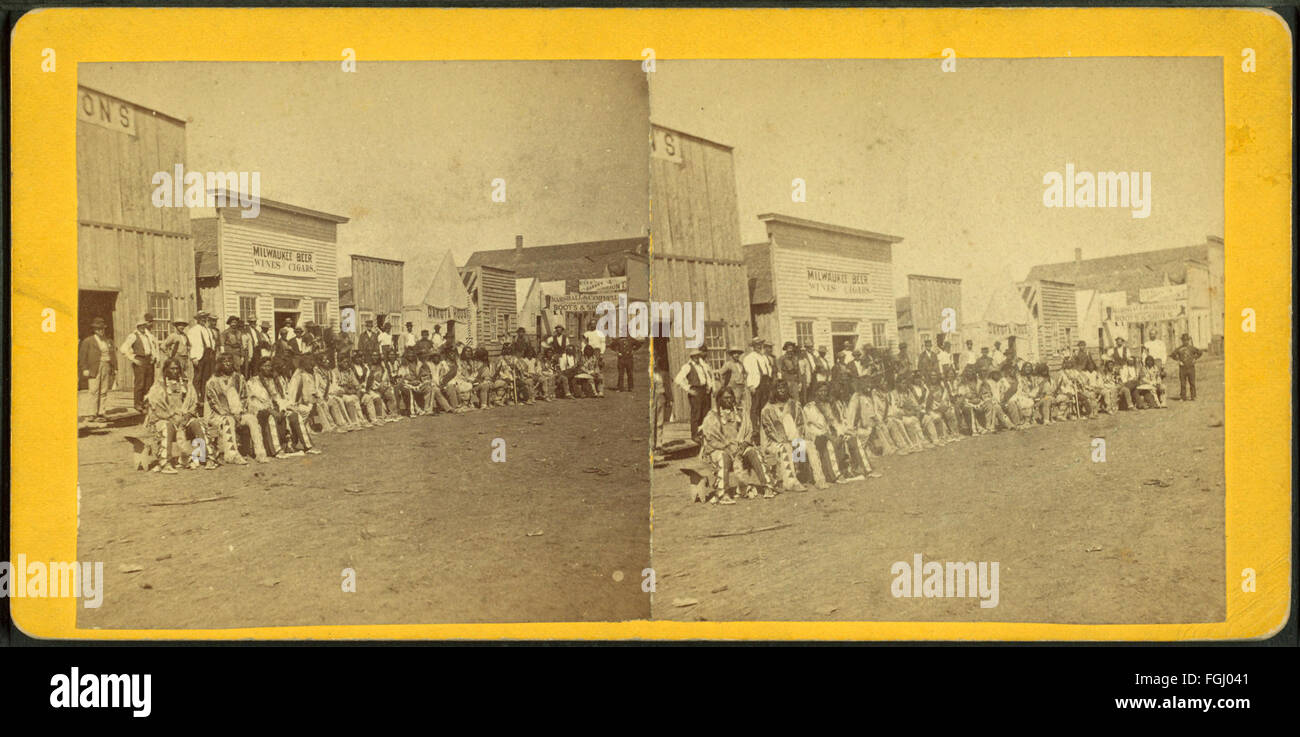 Stereoscopic photograph featuring a group portrait of scouts and Native ...