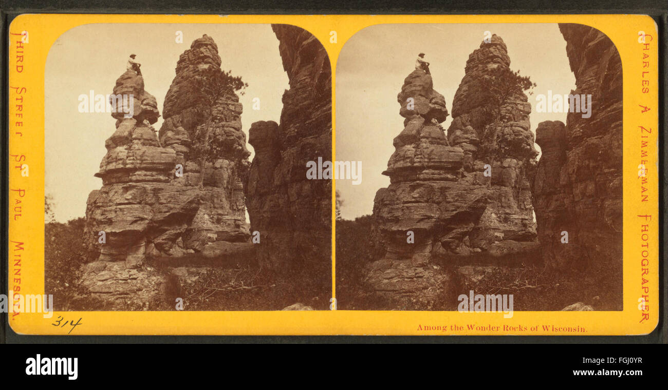 A photograph of the Wonder Rocks in Wisconsin, captured by Charles A ...