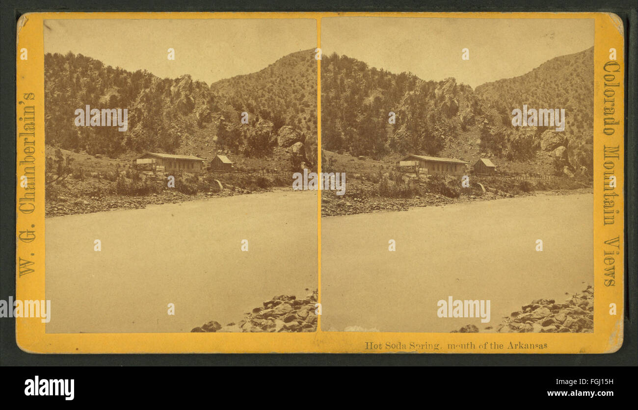 Photograph by W.G. Chamberlain showing the Hot Soda Spring at the mouth ...