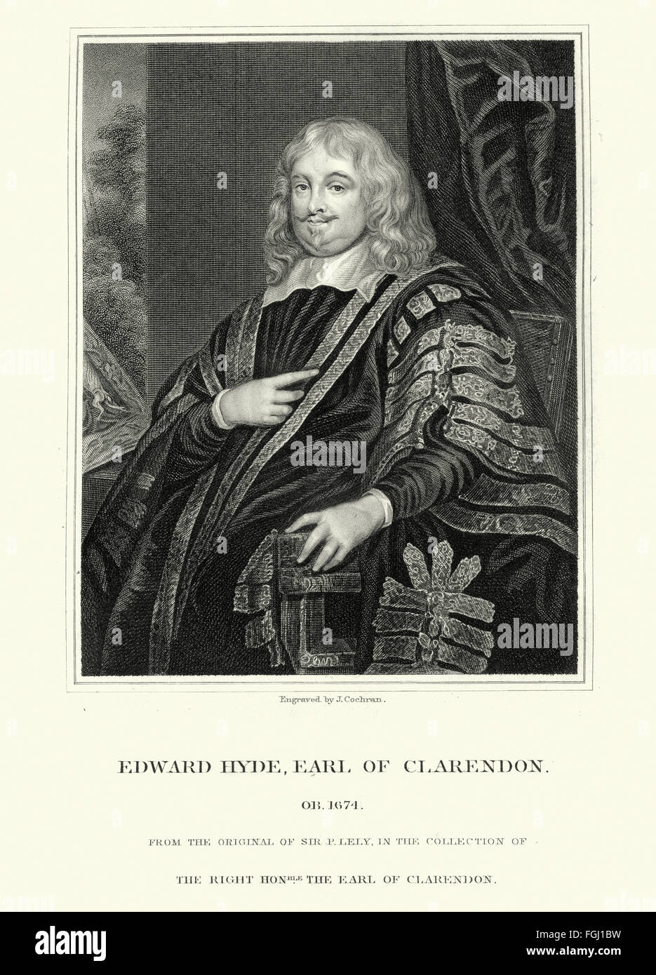 Portrait of Edward Hyde, 1st Earl of Clarendon 1609 to 1674 an English ...