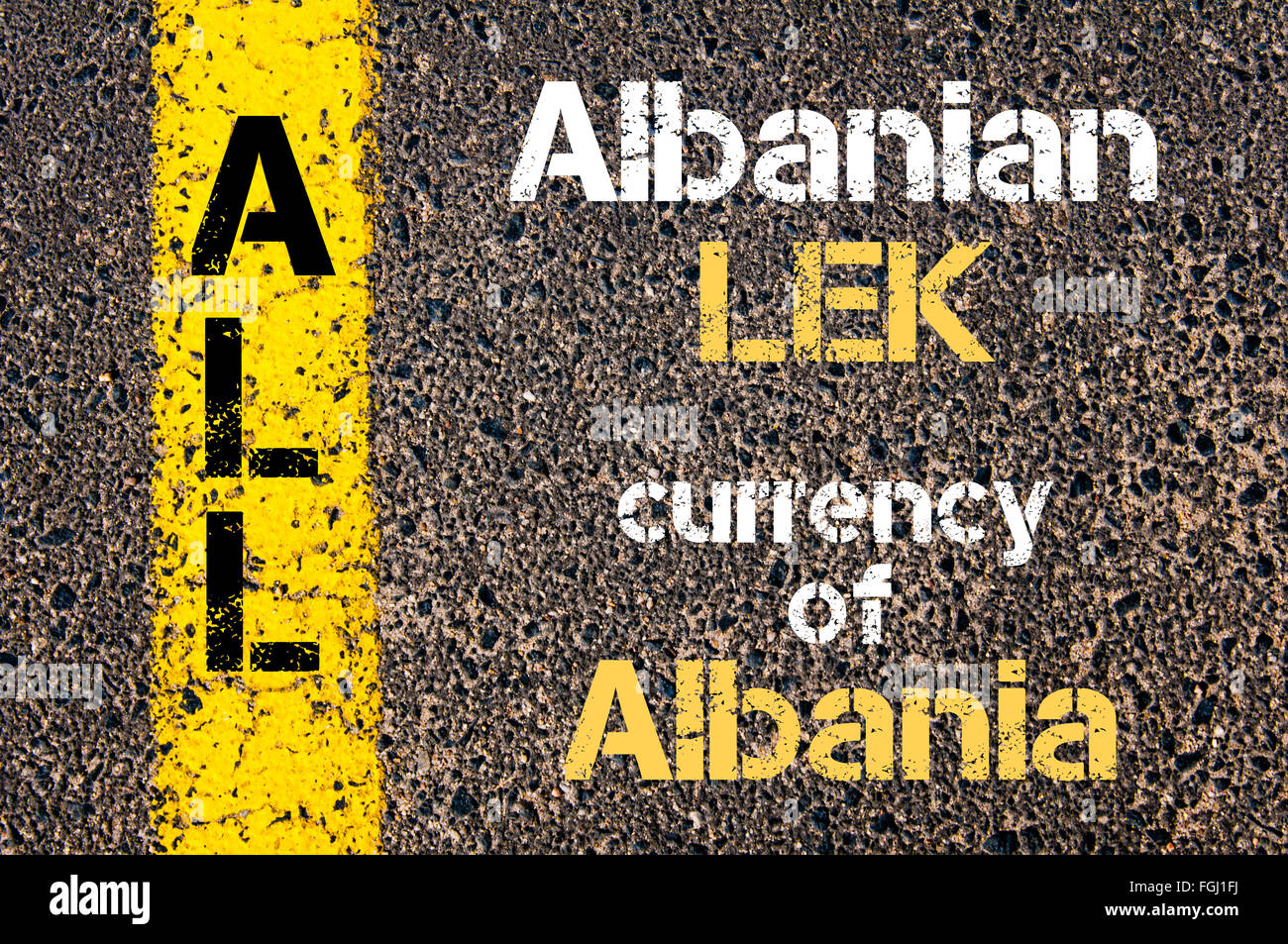 Concept image of Acronym ALL - Albanian LEK, currency of Albania ...