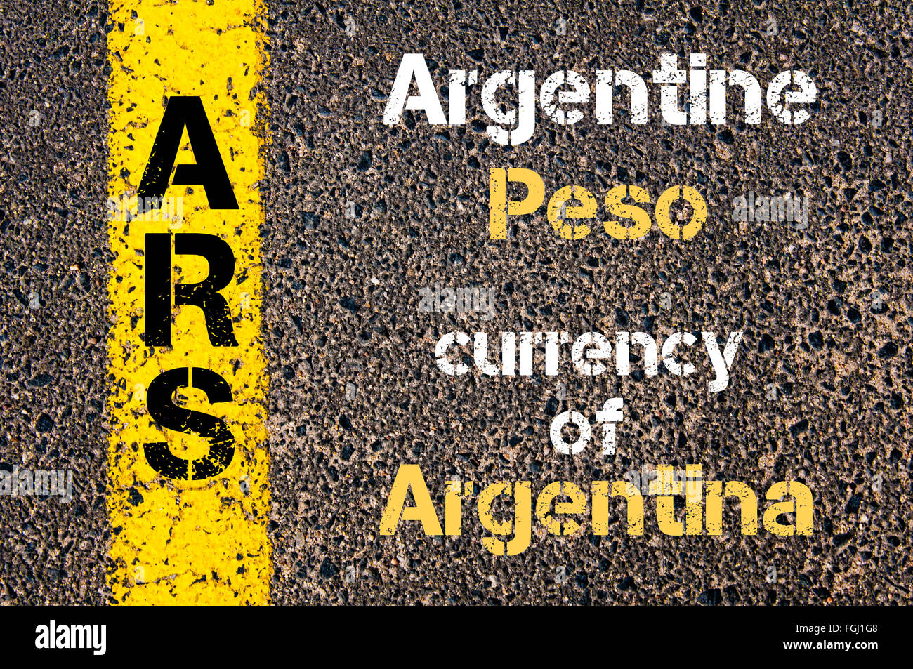 Concept image of Acronym ARS- Argentine Peso, currency of Argentina ...