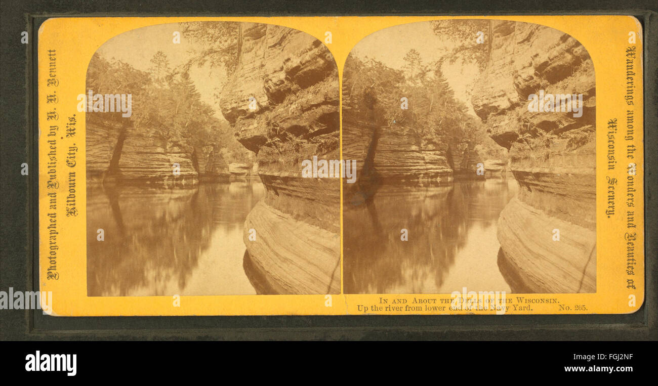 This photograph by H.H. Bennett showcases the Dells of Wisconsin, with ...