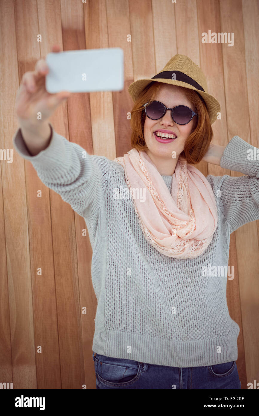 Red haired hipster taking selfie Stock Photo - Alamy