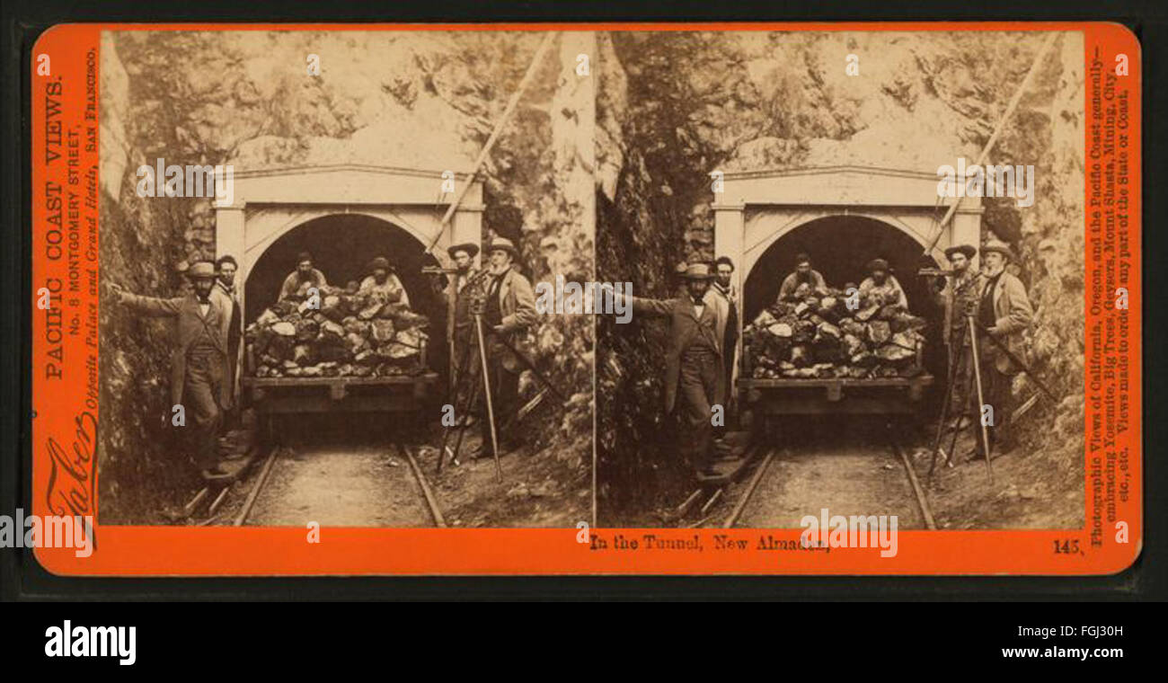 A photograph by Carleton E. Watkins of a tunnel in New Almaden ...
