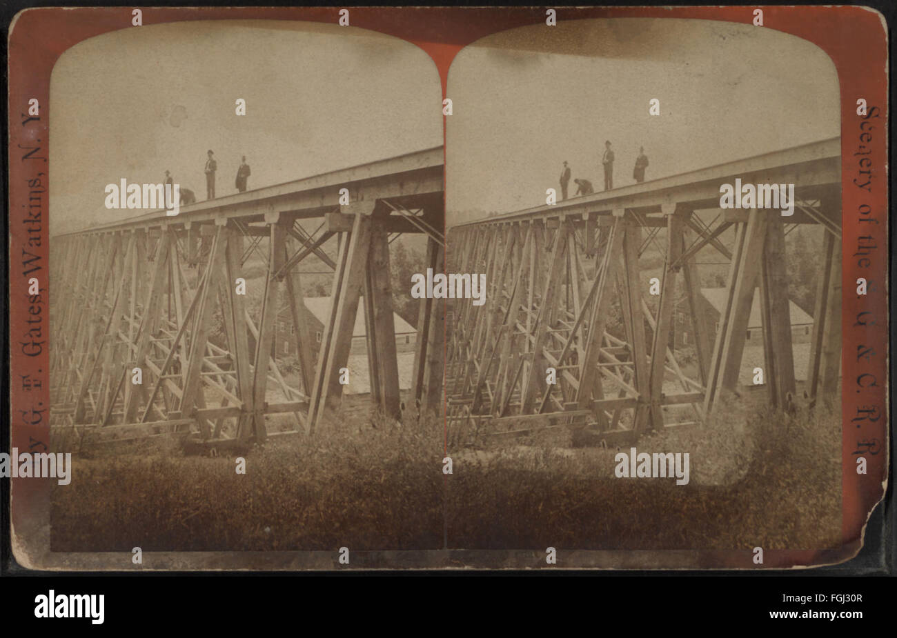 This photograph by George F. Gates depicts the Iron Railway Bridge ...