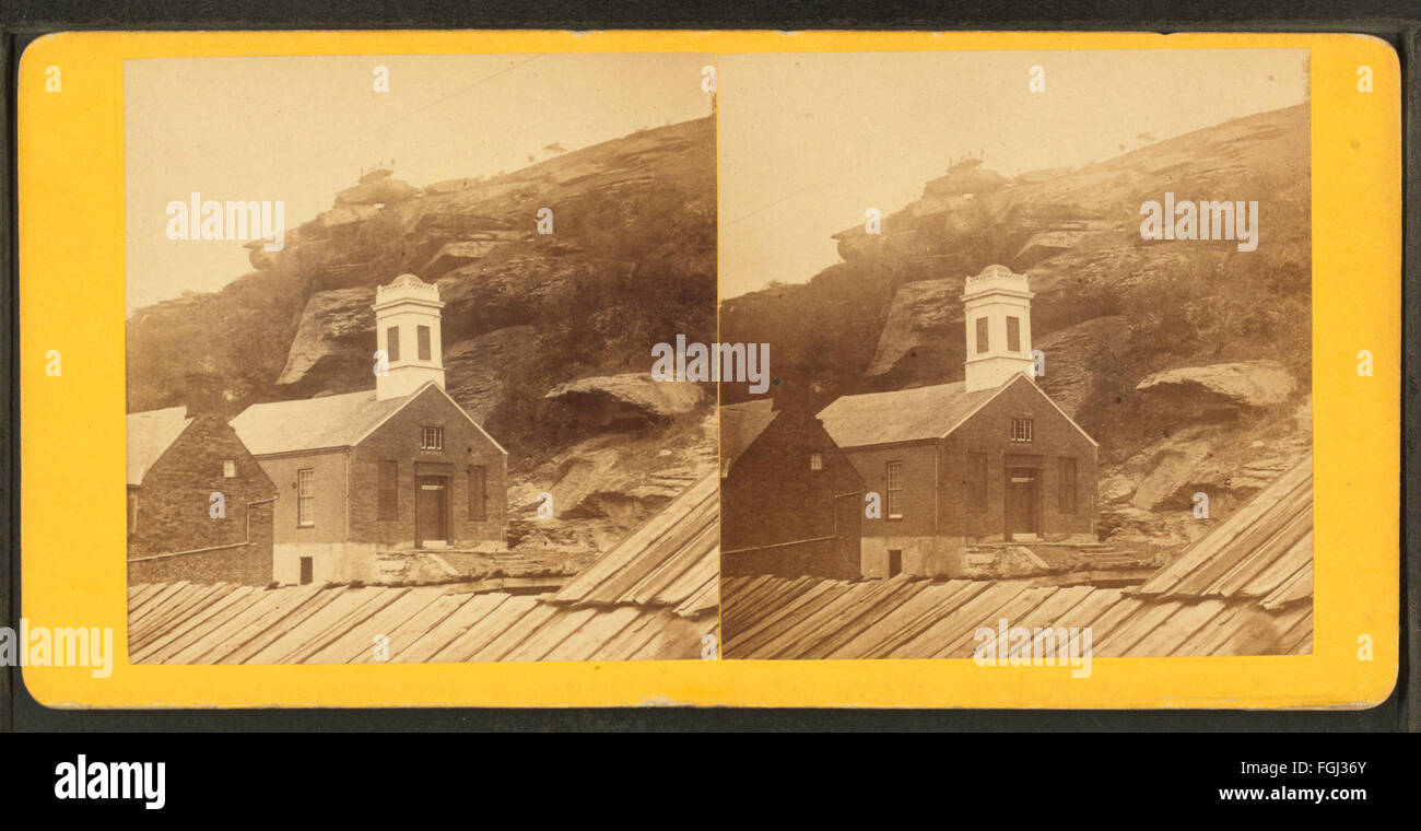 A stereoscopic view of Jefferson Rock at Harper's Ferry, showing the ...