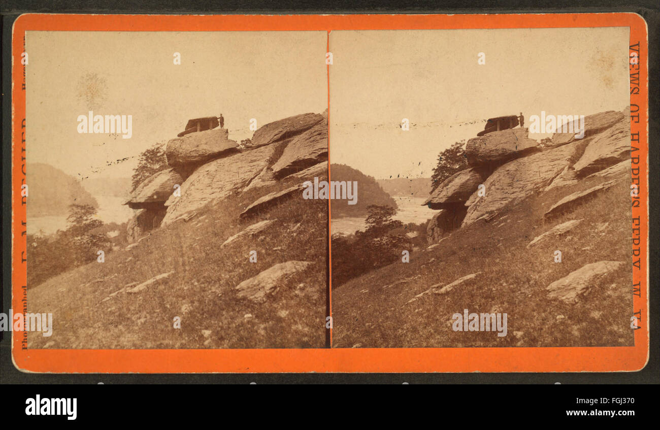 A view of Jefferson Rock in Harper's Ferry, showing the landmark rock ...