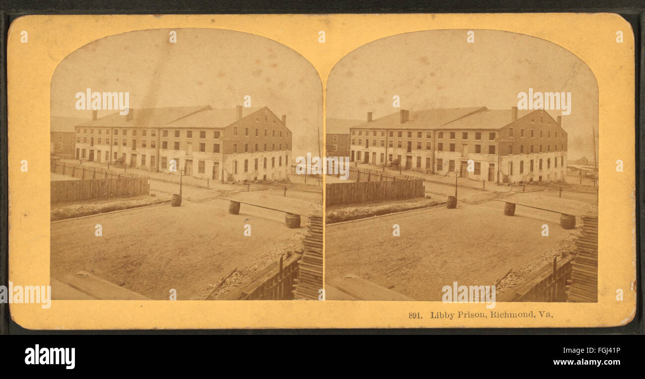This photograph by Kilburn Brothers shows Libby Prison in Richmond ...