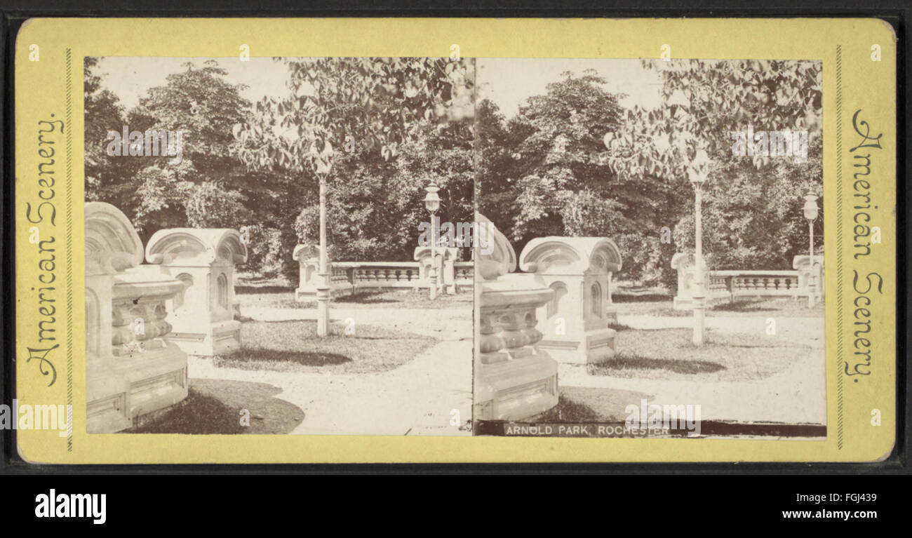 Stereoscopic photograph of Arnold Park in Rochester. The image captures ...