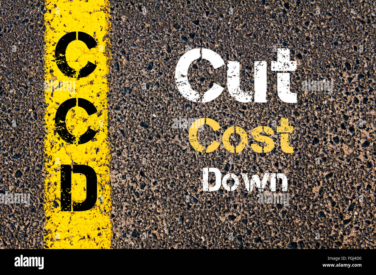 Concept image of Business Acronym CCD Cut Cost Down written over road ...
