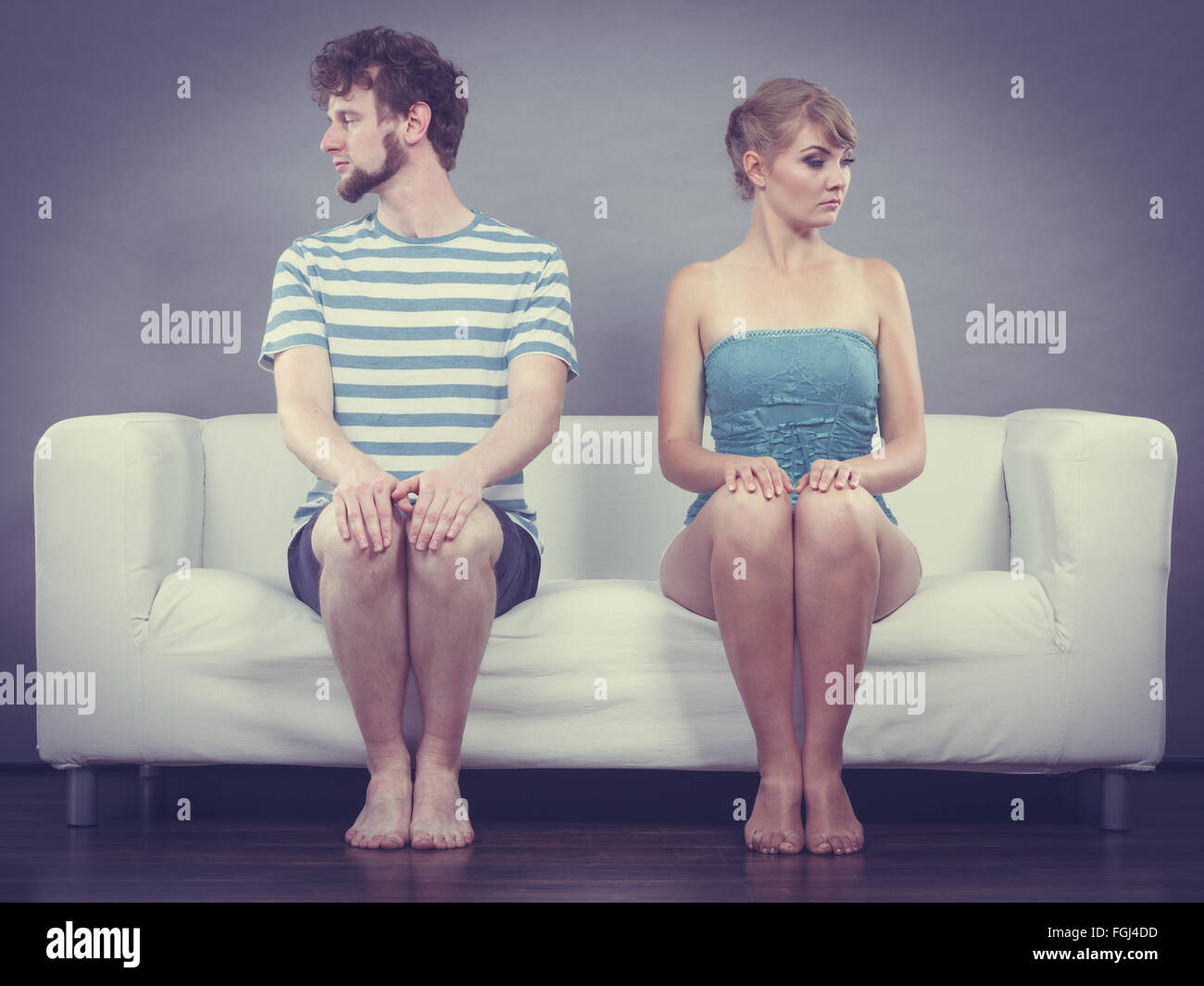 Bad relationship concept. Man and woman in disagreement. Young couple ...