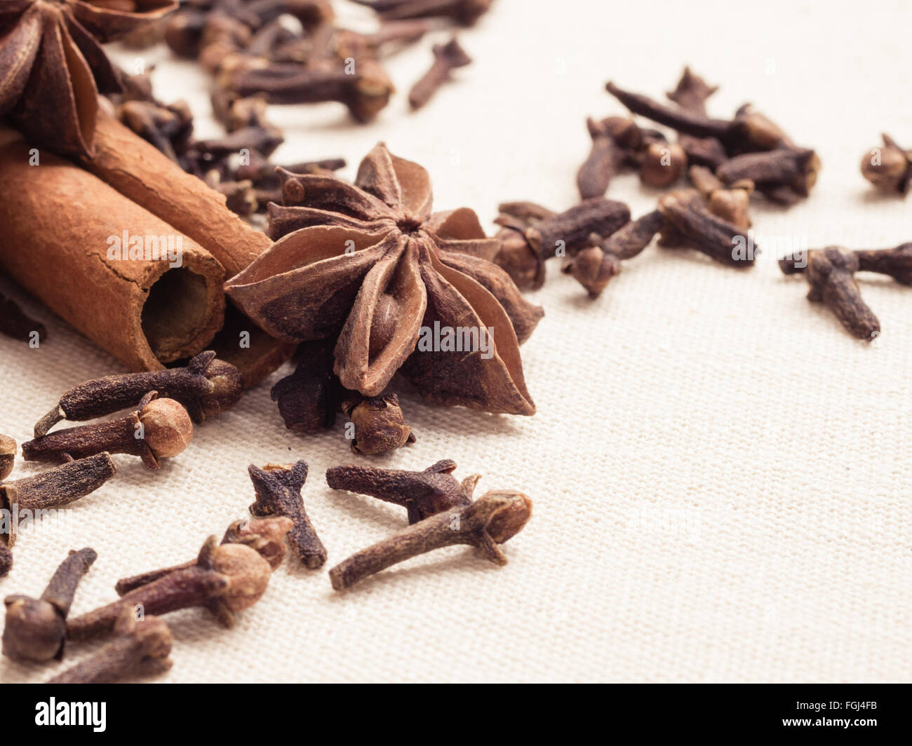Spices for christmas cakes cinnamon sticks anise stars and cloves on ...