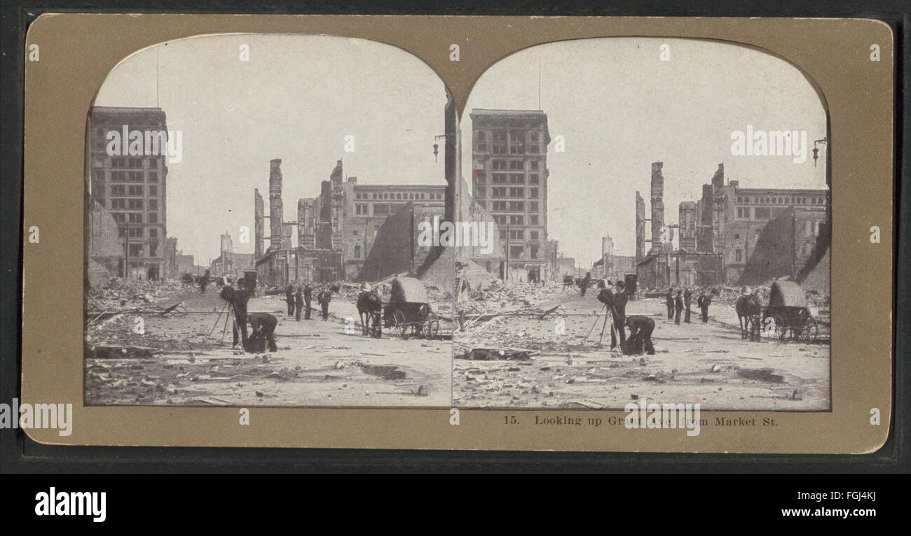 A photograph taken from Market Street, looking up Grant Avenue. The ...