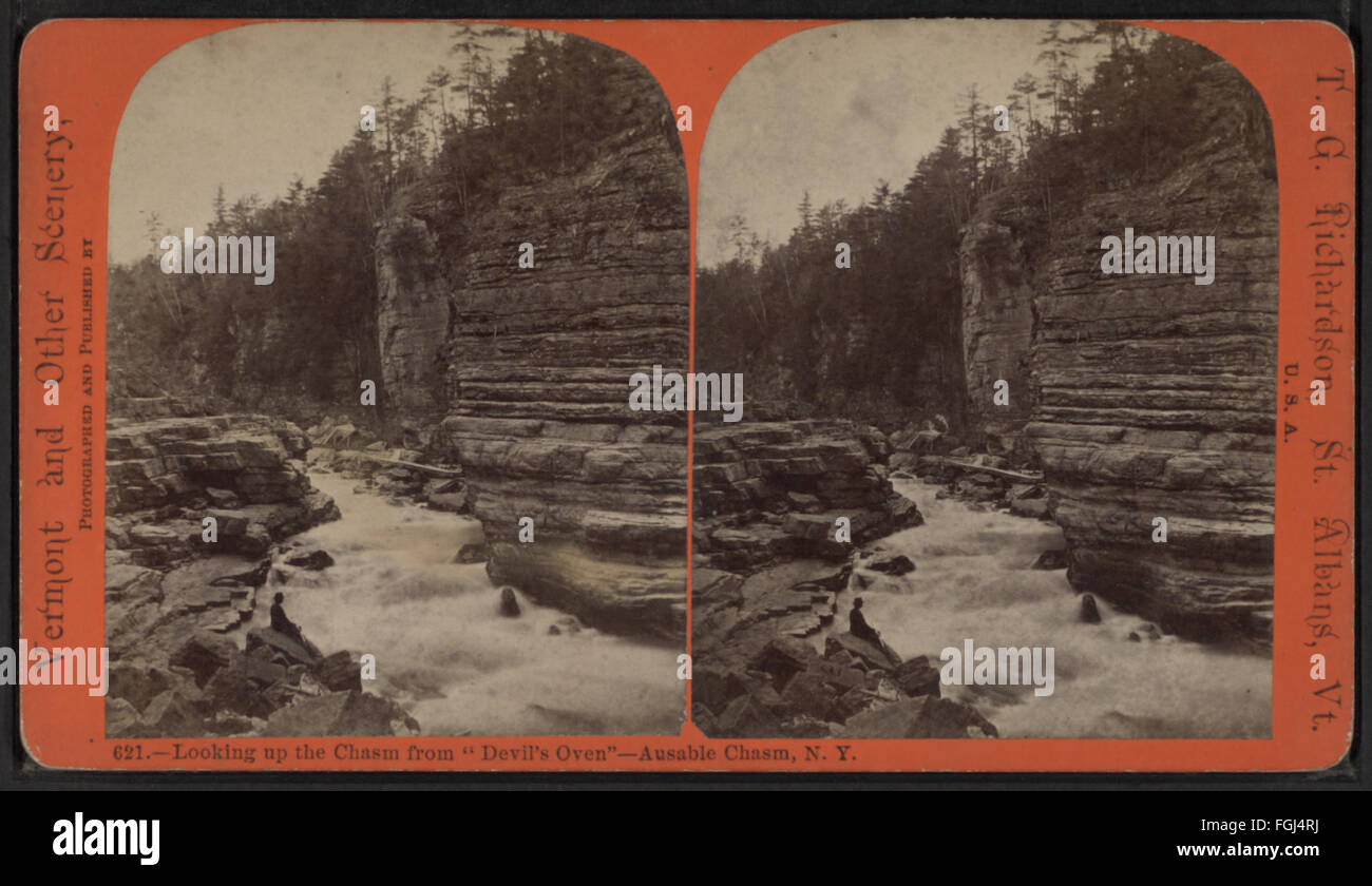 A photograph by T.G. Richardson showing a view up the chasm from Devil ...