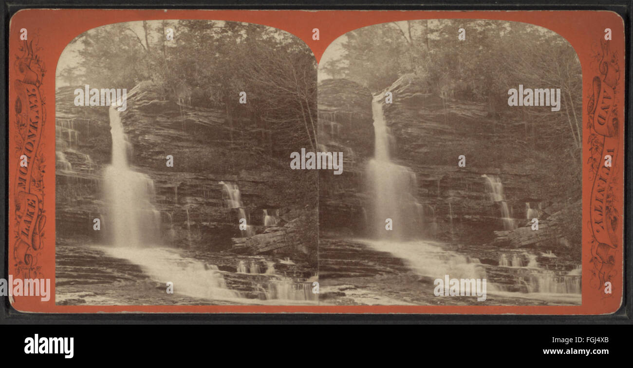 A photograph by J. Loeffler showing the Lower Falls of Peterskill ...