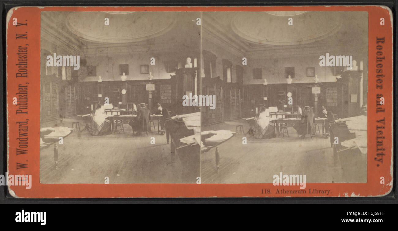 A photograph by Charles Warren Woodward showing the Athenæum Library ...