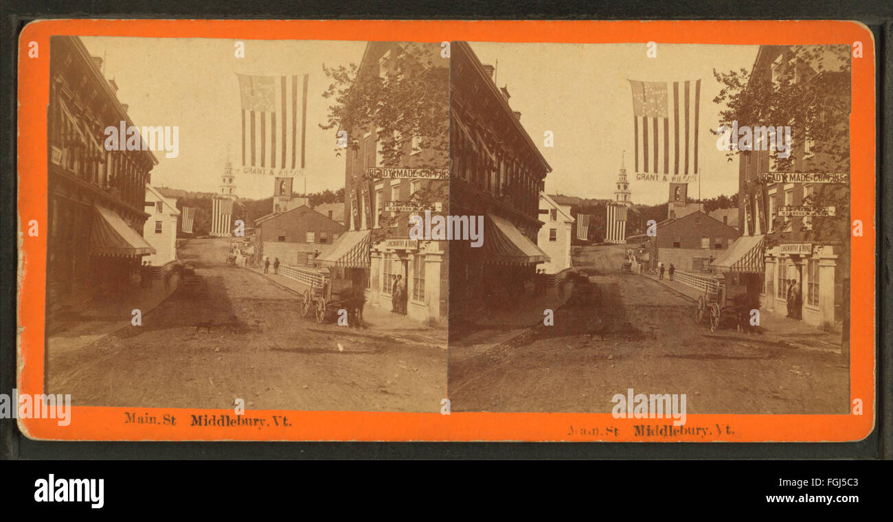 Photograph of Main Street in Middlebury, Vermont, showing the town's ...
