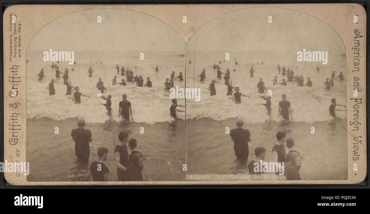A photograph by Griffith & Griffith showing bathers at Atlantic City ...
