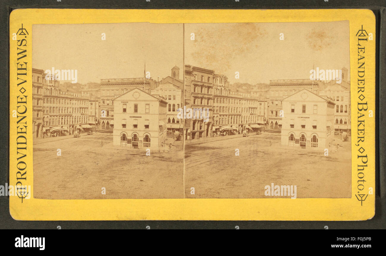 A photograph by Leander Baker depicting Market Square in Providence ...