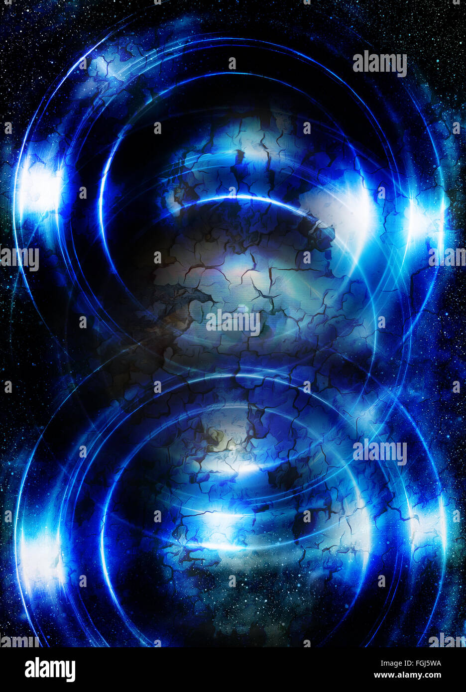 Light circle and cosmic space. Color abstract background and desert ...