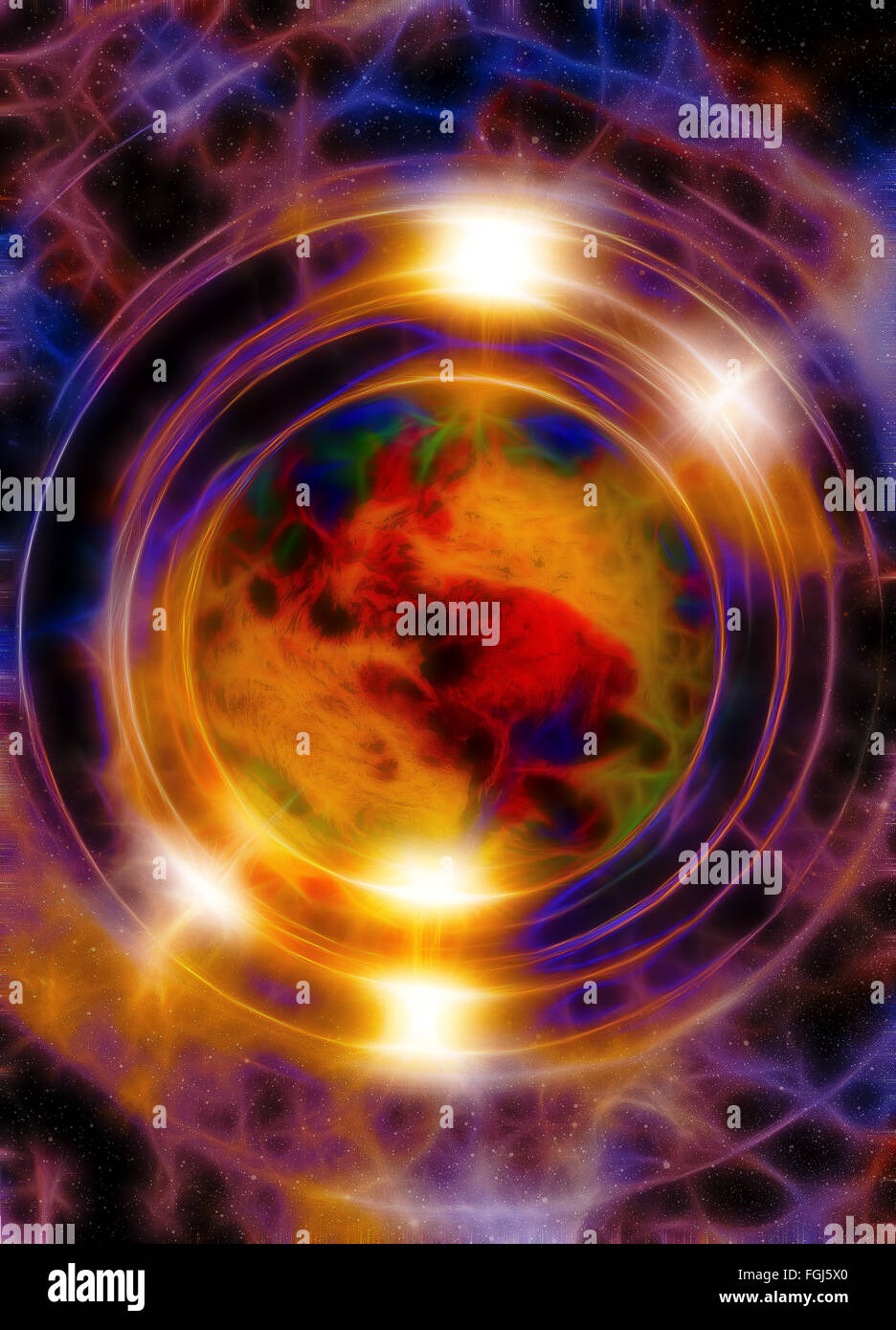 Light circle and cosmic space. Color abstract background Stock Photo ...