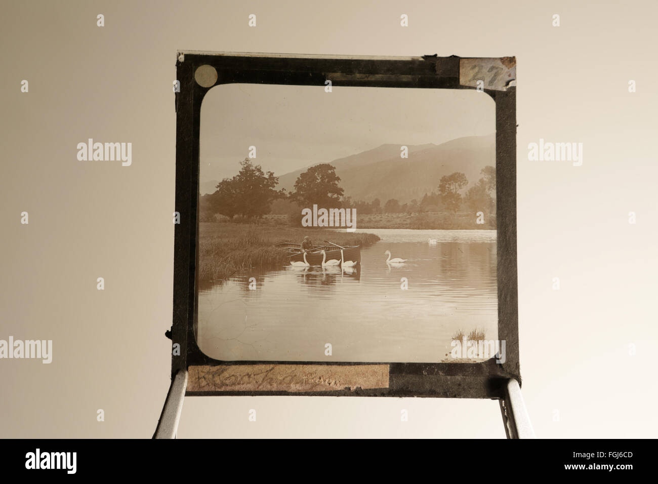 Magic Lantern glass Slide image Victorian Photography, shows a man in a ...