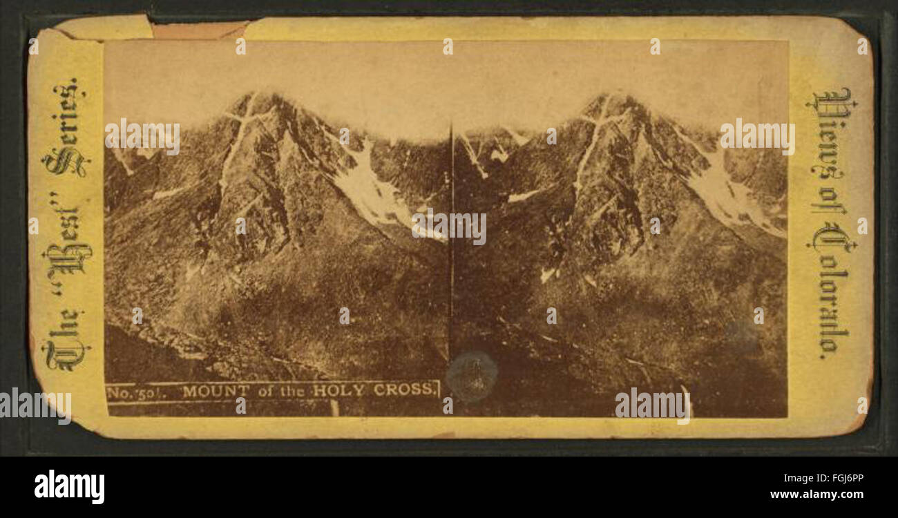 A photograph of Mount of the Holy Cross in Colorado, captured from a ...