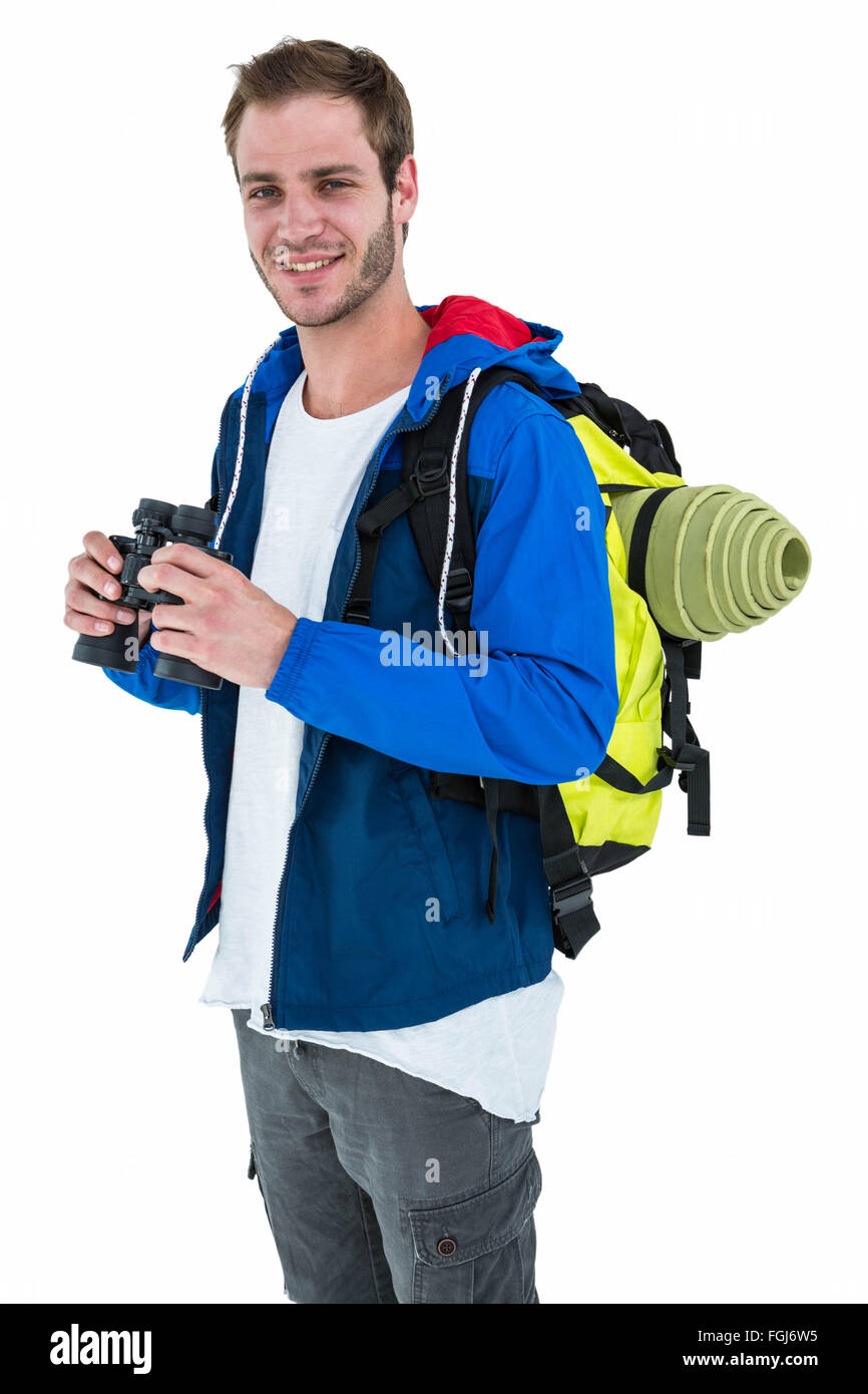 Side view of backpacker hipster Stock Photo - Alamy