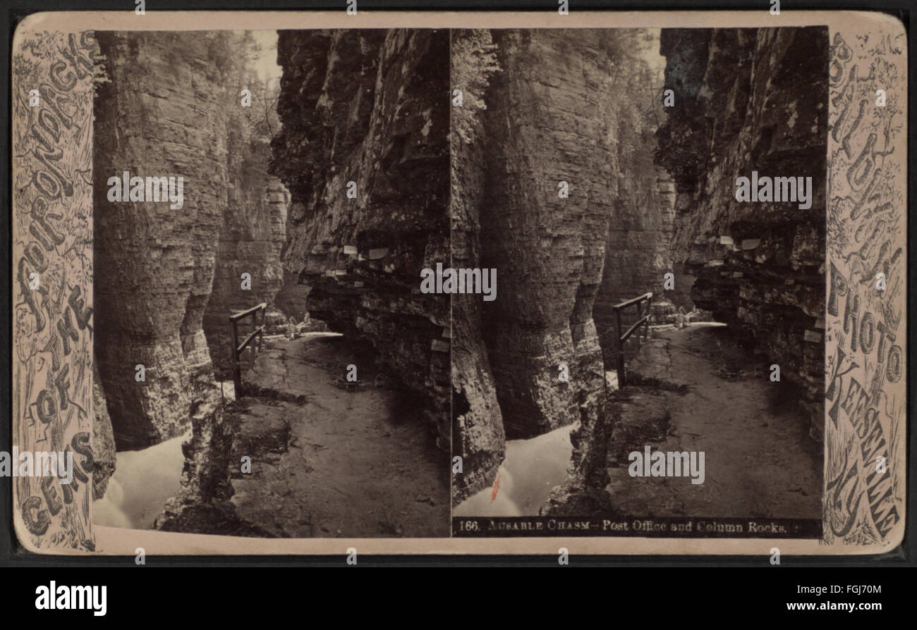 A photograph by G. W. Baldwin showing Ausable Chasm with the Post ...