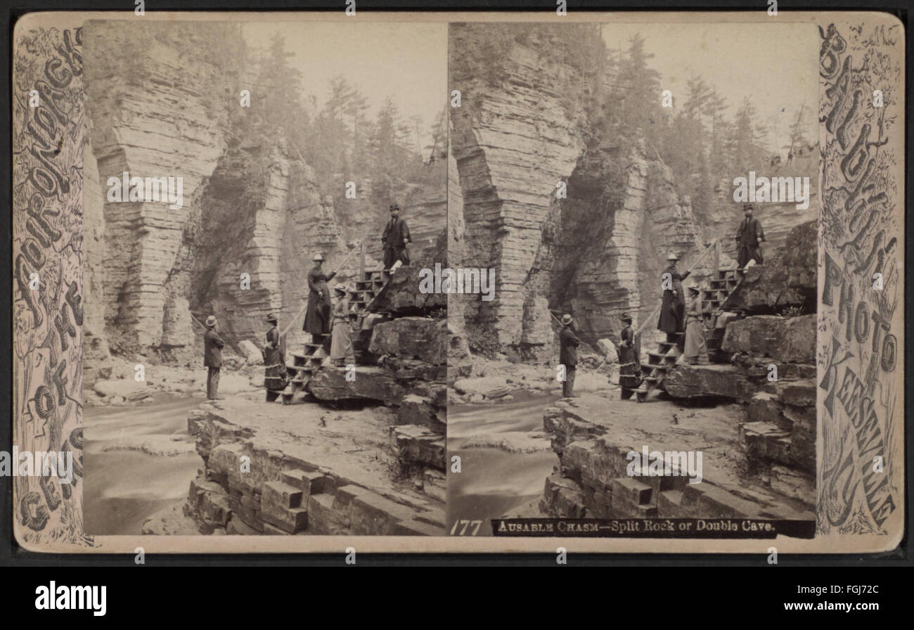 Photograph of Ausable Chasm's Split Rock or Double Cave, captured by G ...