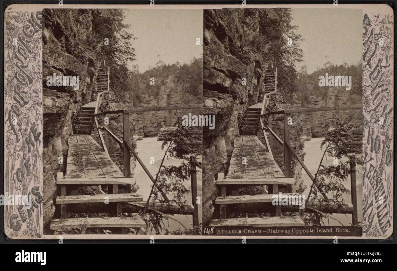 A photograph by G. W. Baldwin showing the stairway opposite Island Rock ...