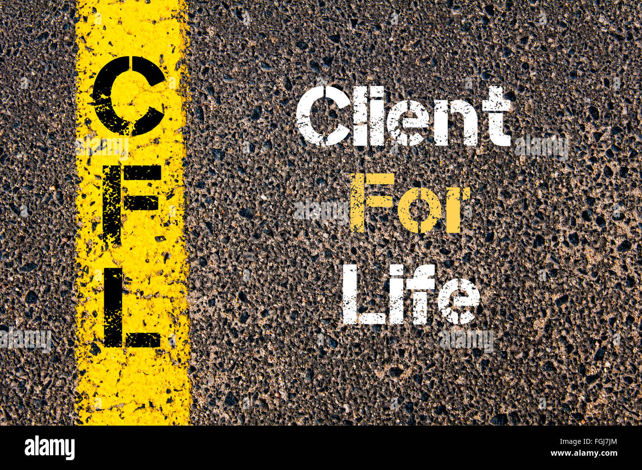 Concept image of Business Acronym CFL Client For Life written over road ...