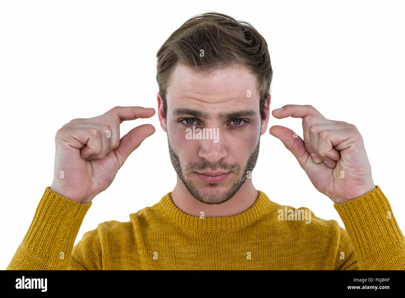 Hipster man making gestures Stock Photo - Alamy