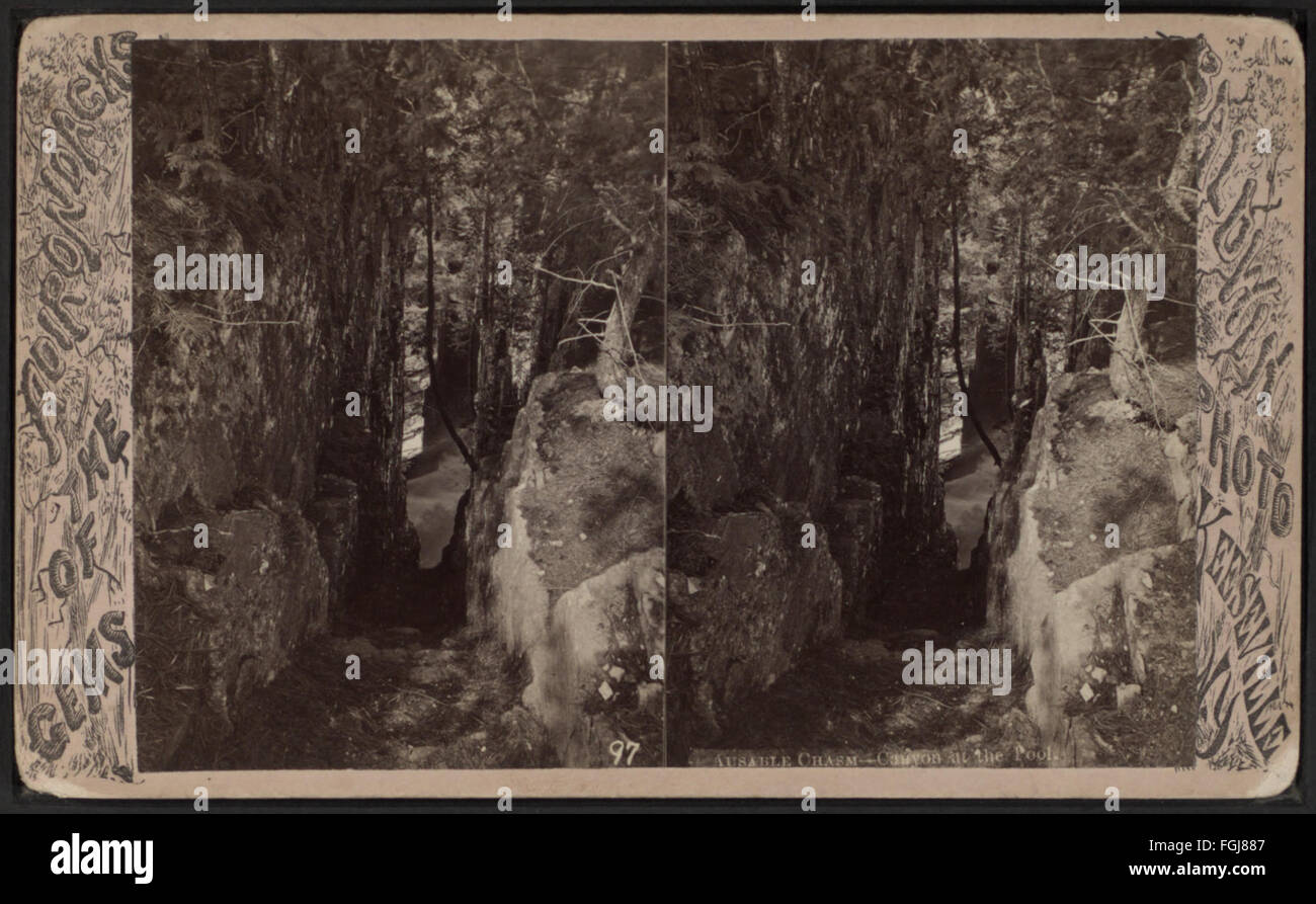 A photograph of Au Sable Chasm, focusing on the canyon at the Pool area ...