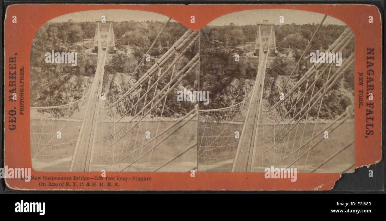 A photograph by George Barker showing the new suspension bridge at ...