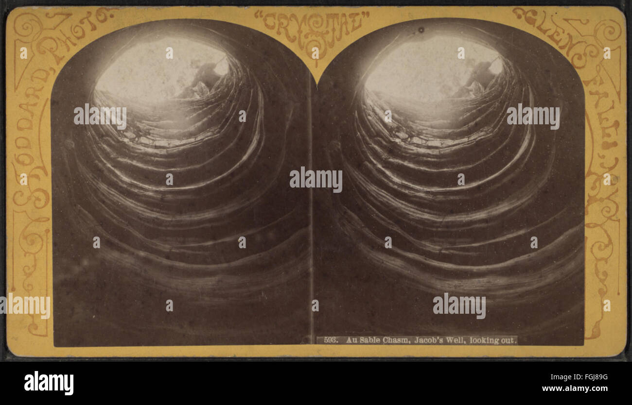 A photograph by Seneca Ray Stoddard capturing Jacob's Well at Au Sable ...