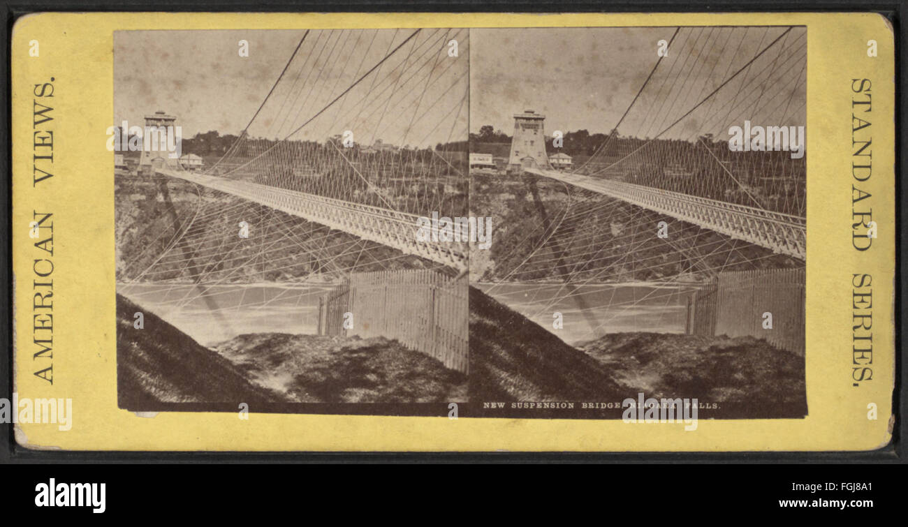 A photograph showing the new suspension bridge at Niagara Falls ...