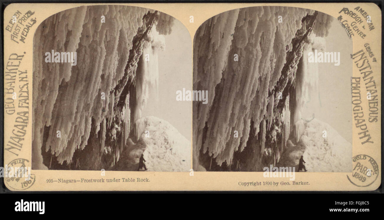 A photograph by George Barker showing the frostwork under Table Rock at ...