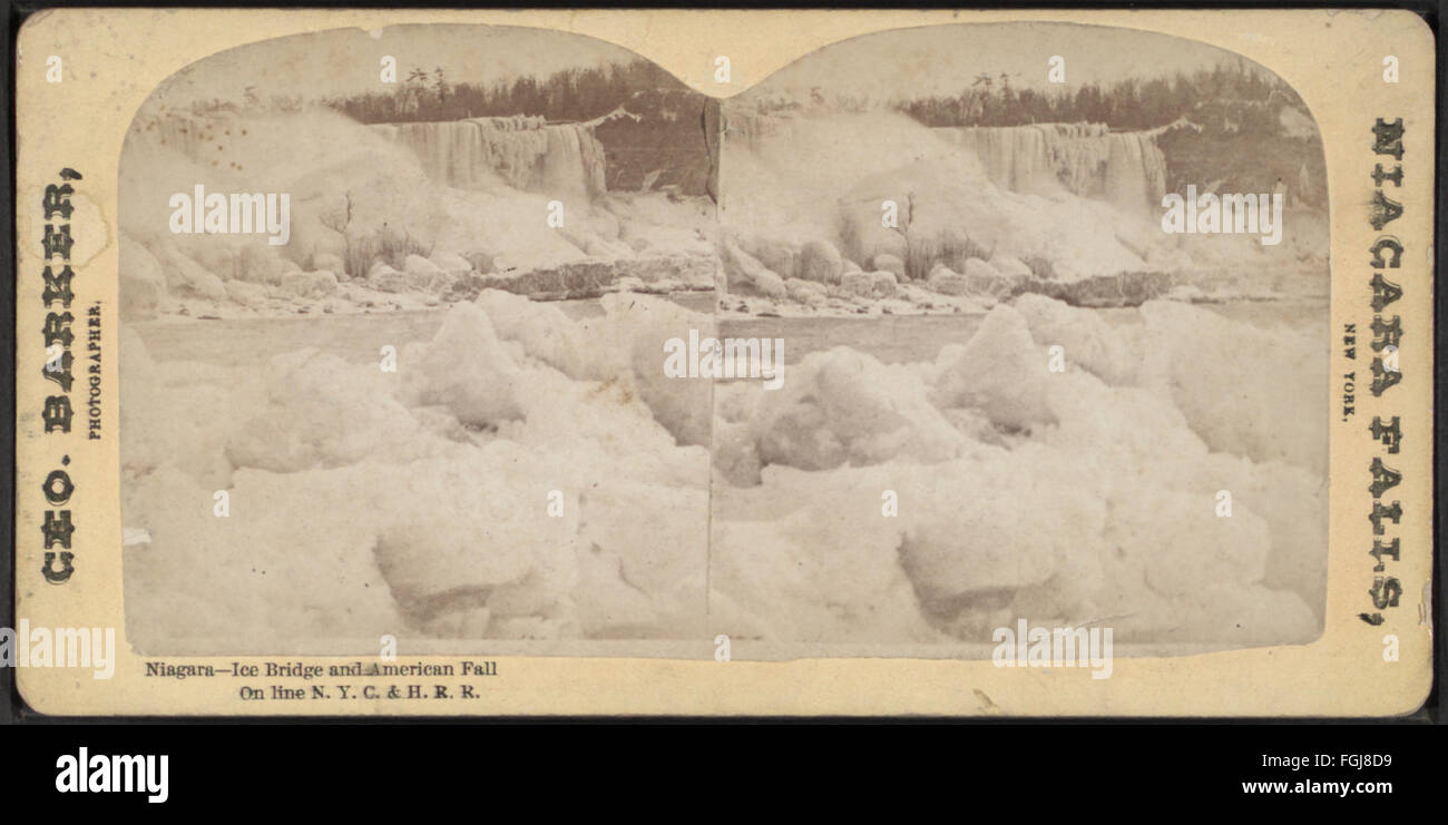 A photograph by George Barker showing the ice bridge and the American ...
