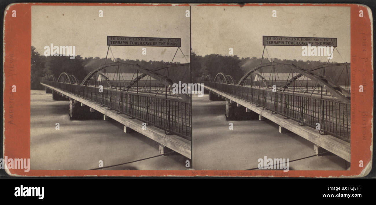A photograph showing the bridge leading to Goat Island at Niagara Falls ...