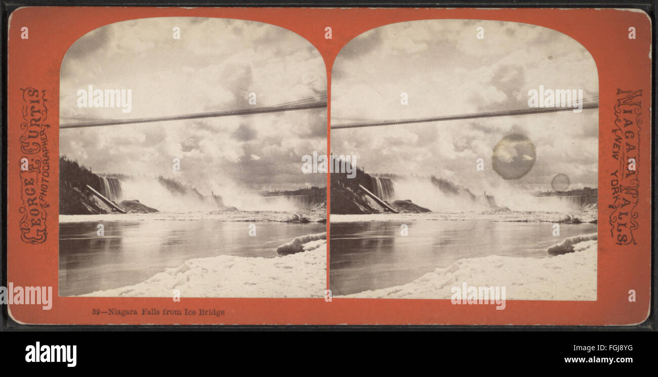A photograph by George E. Curtis, showing Niagara Falls from the ice ...