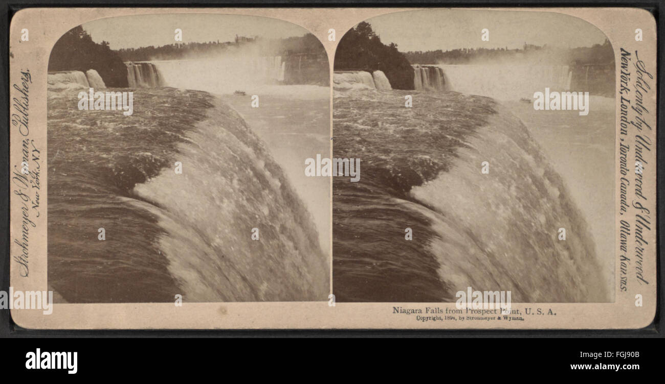A view of Niagara Falls from Prospect Point, U.S.A., showcasing the ...